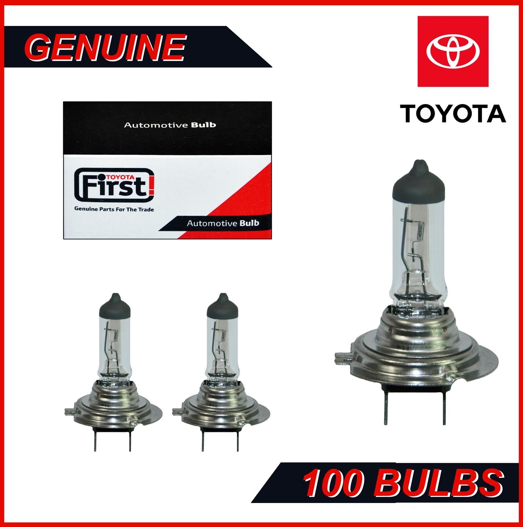 100x Genuine Toyota H7 Headlight Headlamp Bulb 499 477 12v 55w Dipped Beam 2 Pin - D2P Autoparts